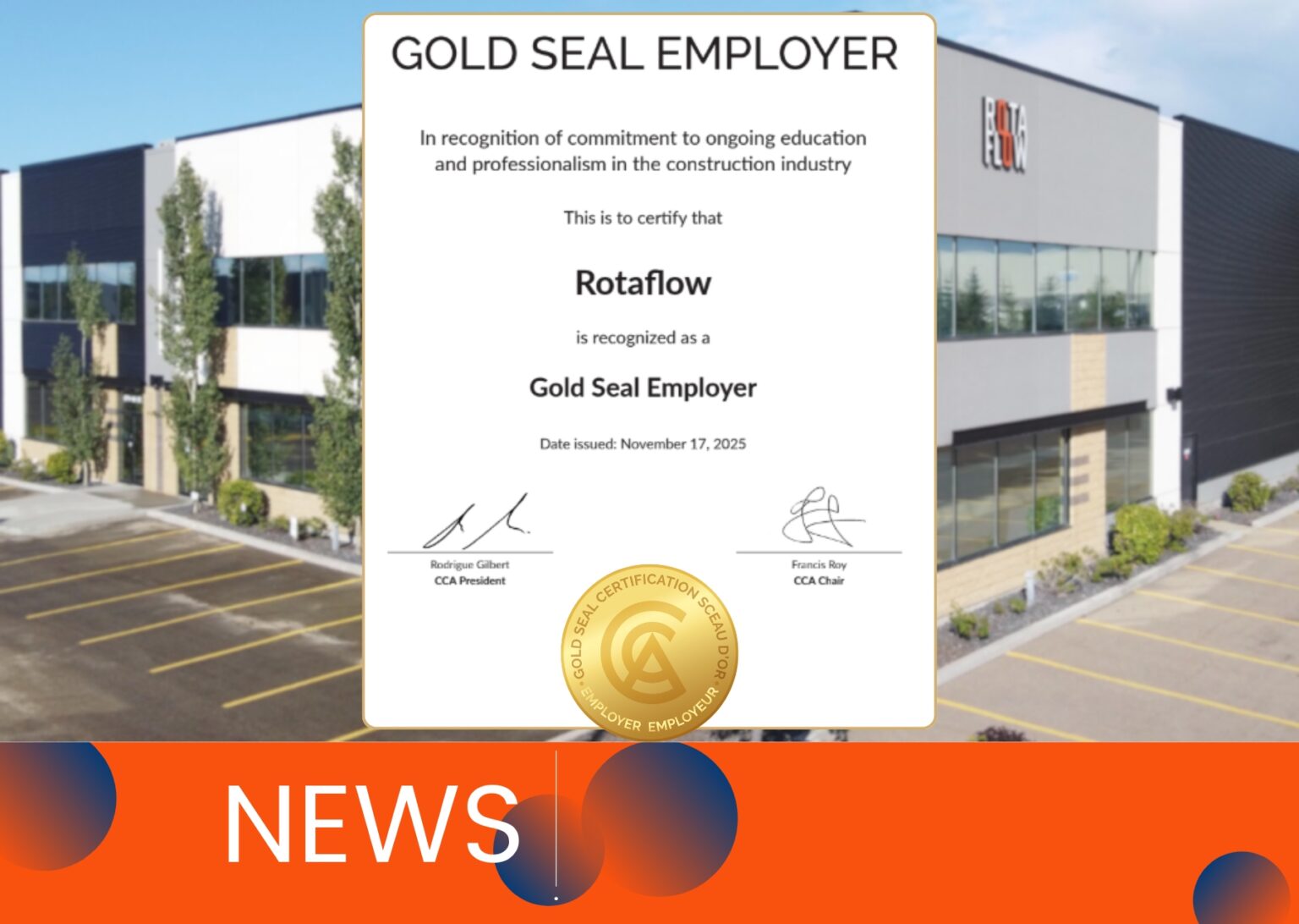 Rotaflow is honored to be recognized as a Gold Seal Employer. - Rotaflow